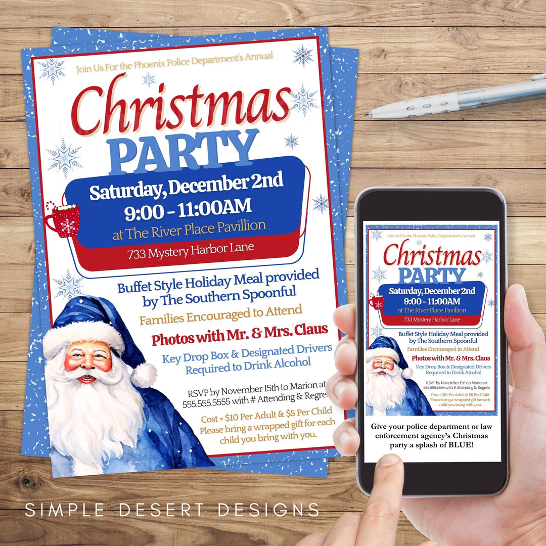 Law Enforcement Christmas Party Invitation | Simple Desert Designs
