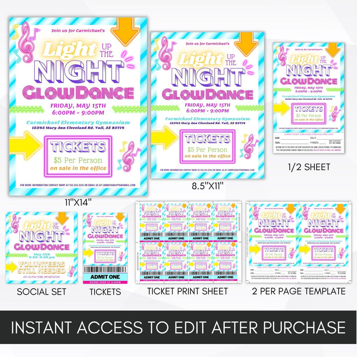 Light Up Glow Dance Flyer Ticket Bundle | Simple Desert Designs