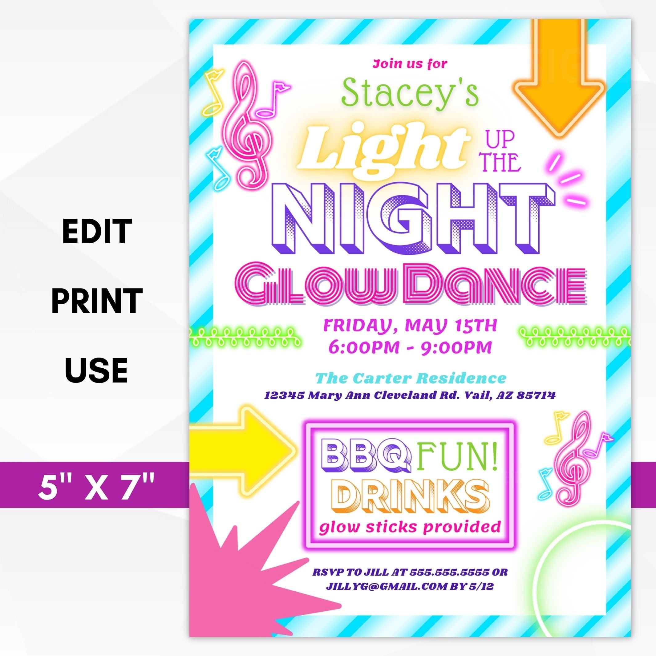 Glow Party Invitation Templates