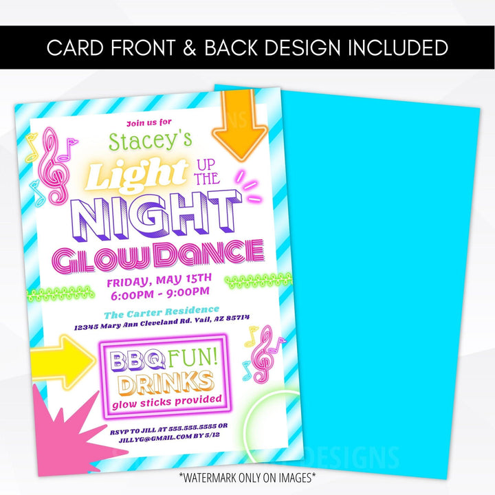 Light Up Glow Dance Party Invitation – Simple Desert Designs