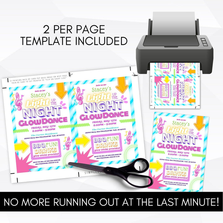 Light Up Glow Dance Party Invitation – Simple Desert Designs