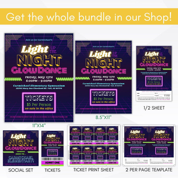 Light Up the Night Glow Dance Flyer Set | Simple Desert Designs
