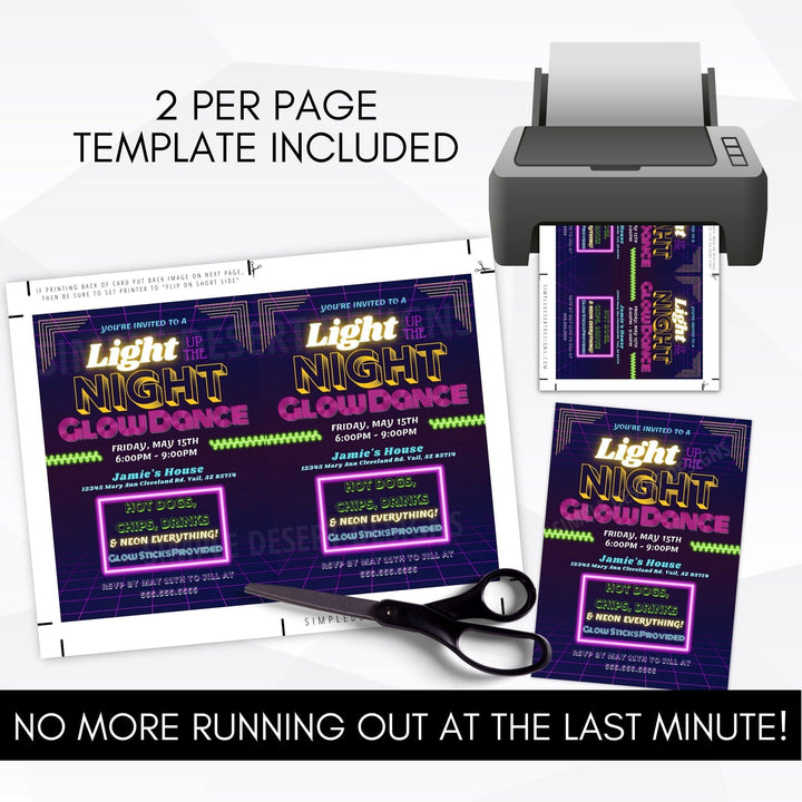 Light Up the Night Glow Dance Invitation | Simple Desert Designs