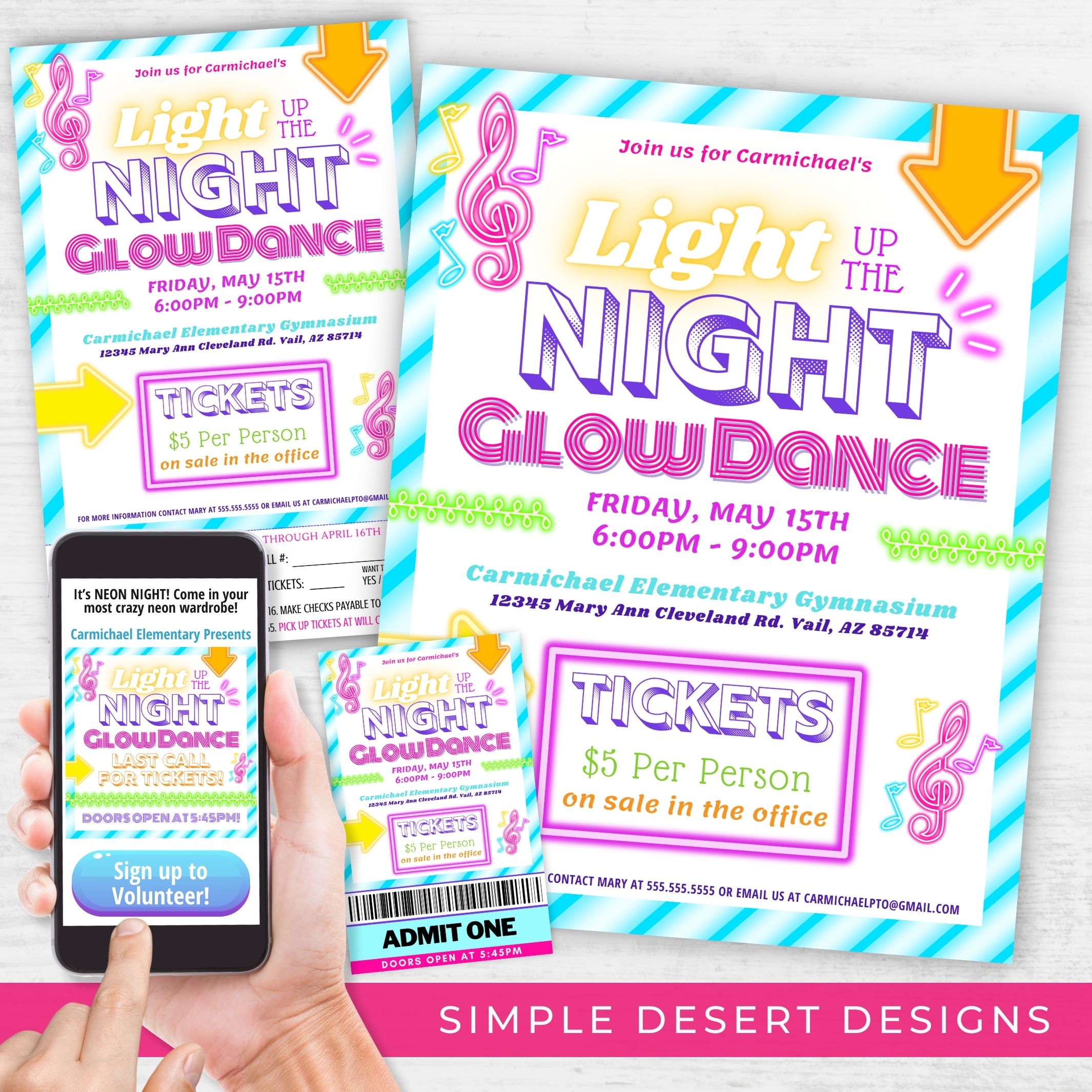 Light Up Glow Dance Flyer Ticket Bundle – Simple Desert Designs