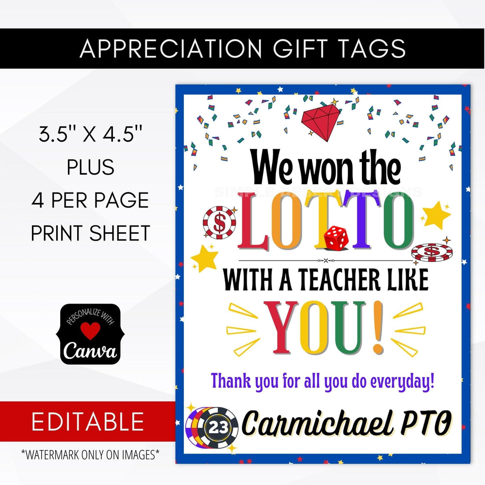 Lotto Lottery Teacher Appreciation Tag – Simple Desert Designs