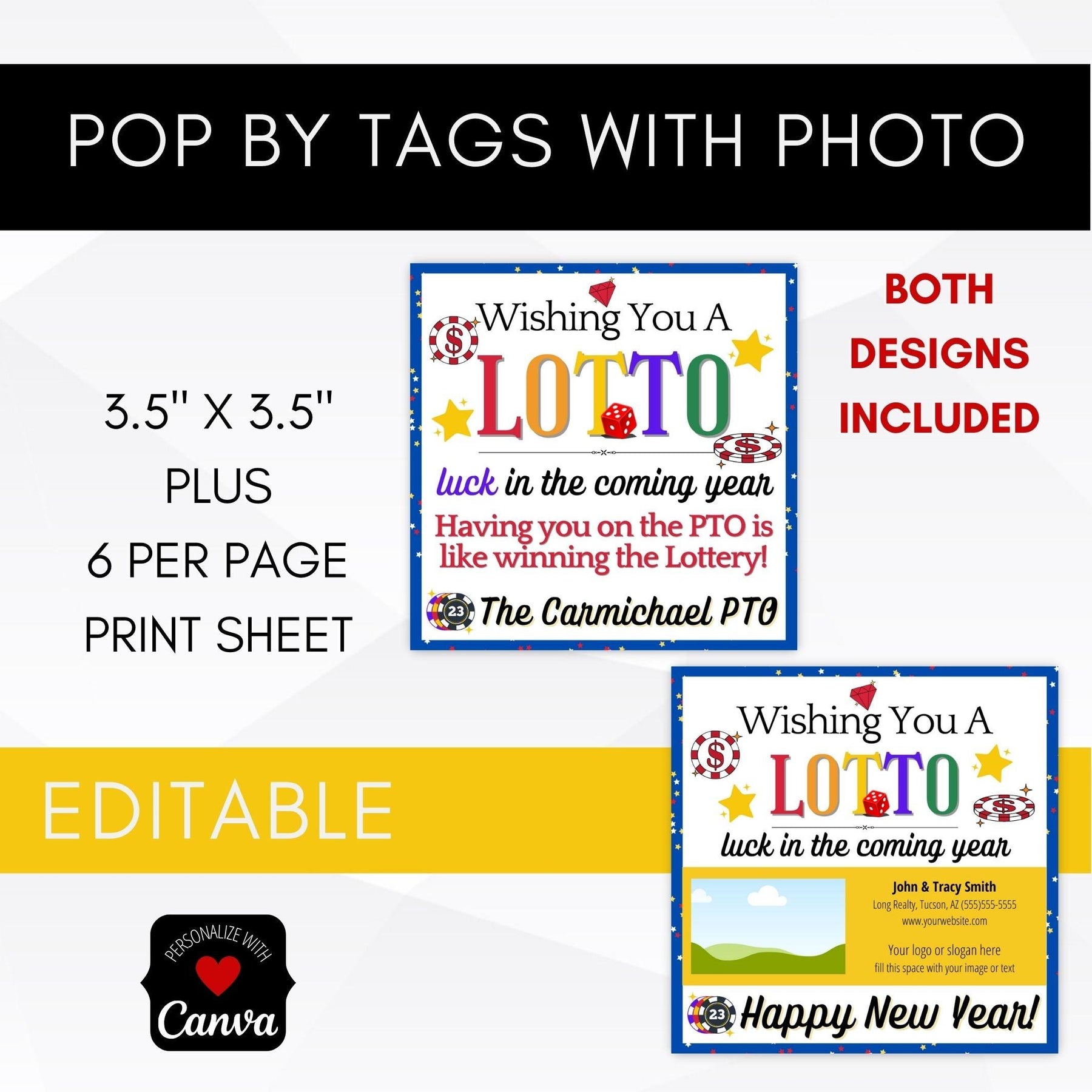 Lotto New Year Gift Tags Editable Square – Simple Desert Designs