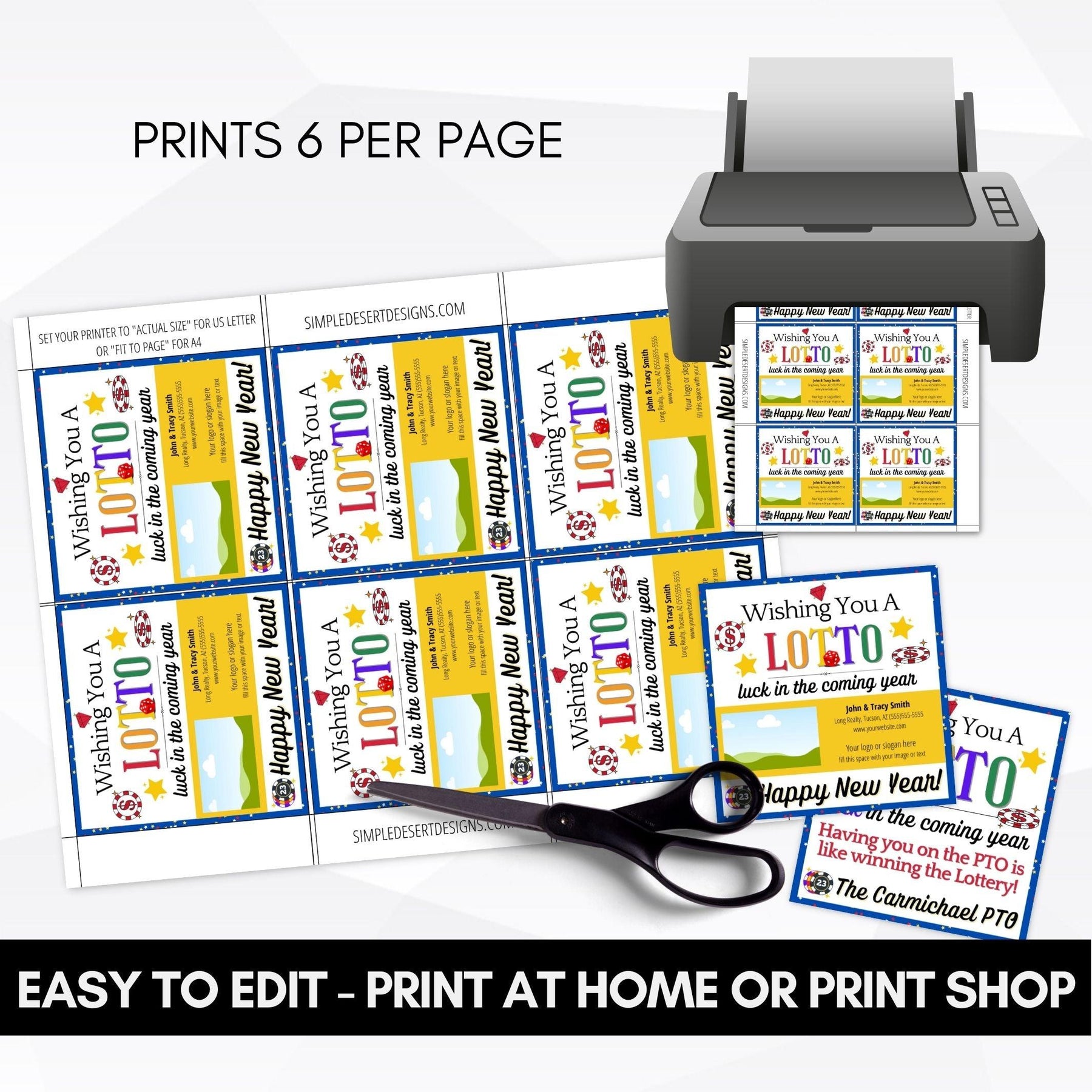 Lotto New Year Gift Tags Editable Square – Simple Desert Designs
