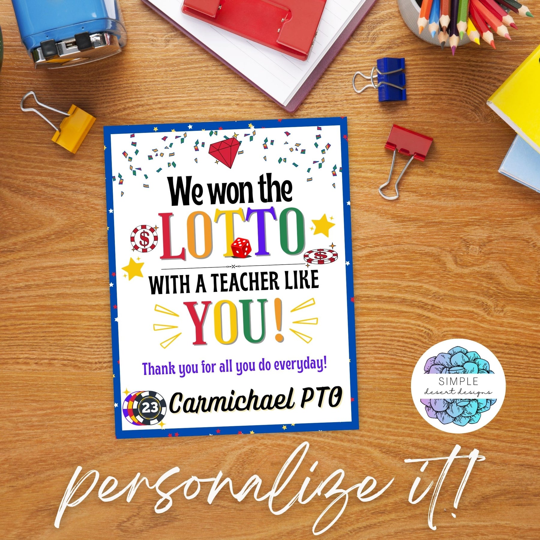 Lotto Lottery Teacher Appreciation Tag – Simple Desert Designs
