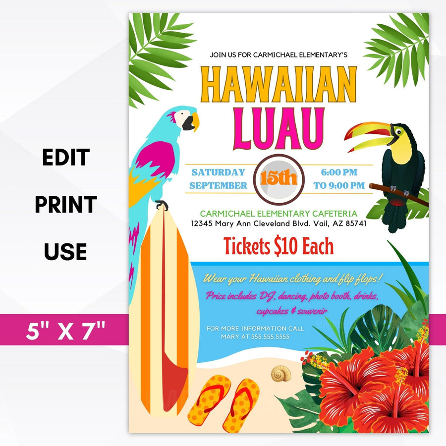 Luau Party Fundraiser Invite – Simple Desert Designs