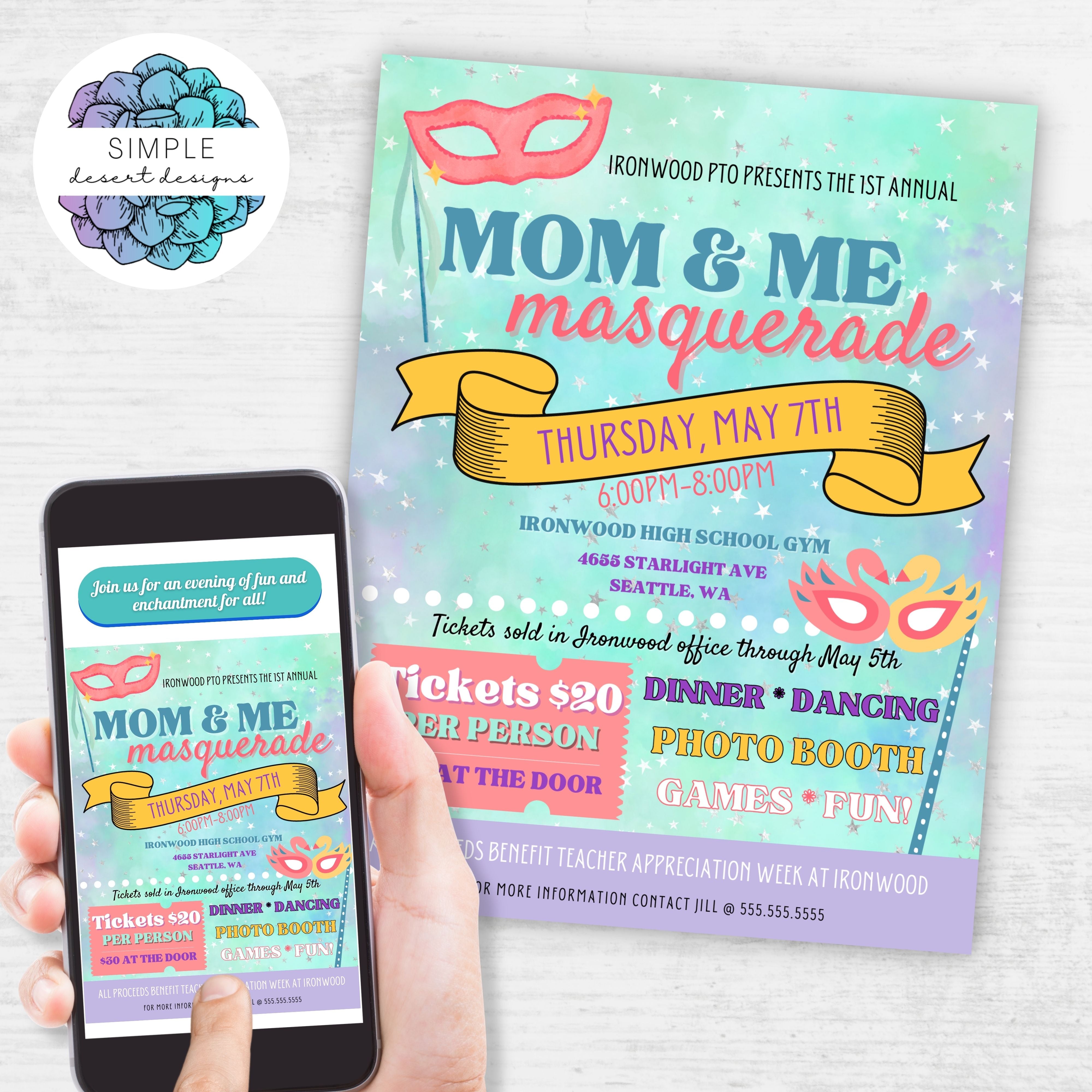 Masquerade Themed Dance Flyers – Simple Desert Designs