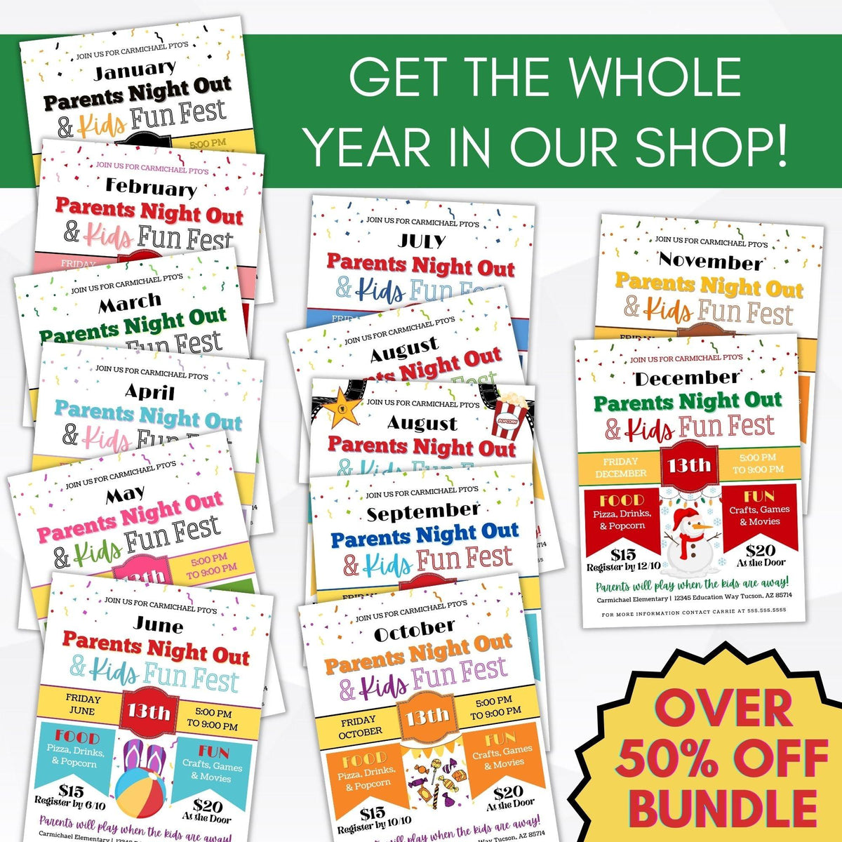 Editable Spring Parents Night Out Flyer Set - Simple Desert Designs