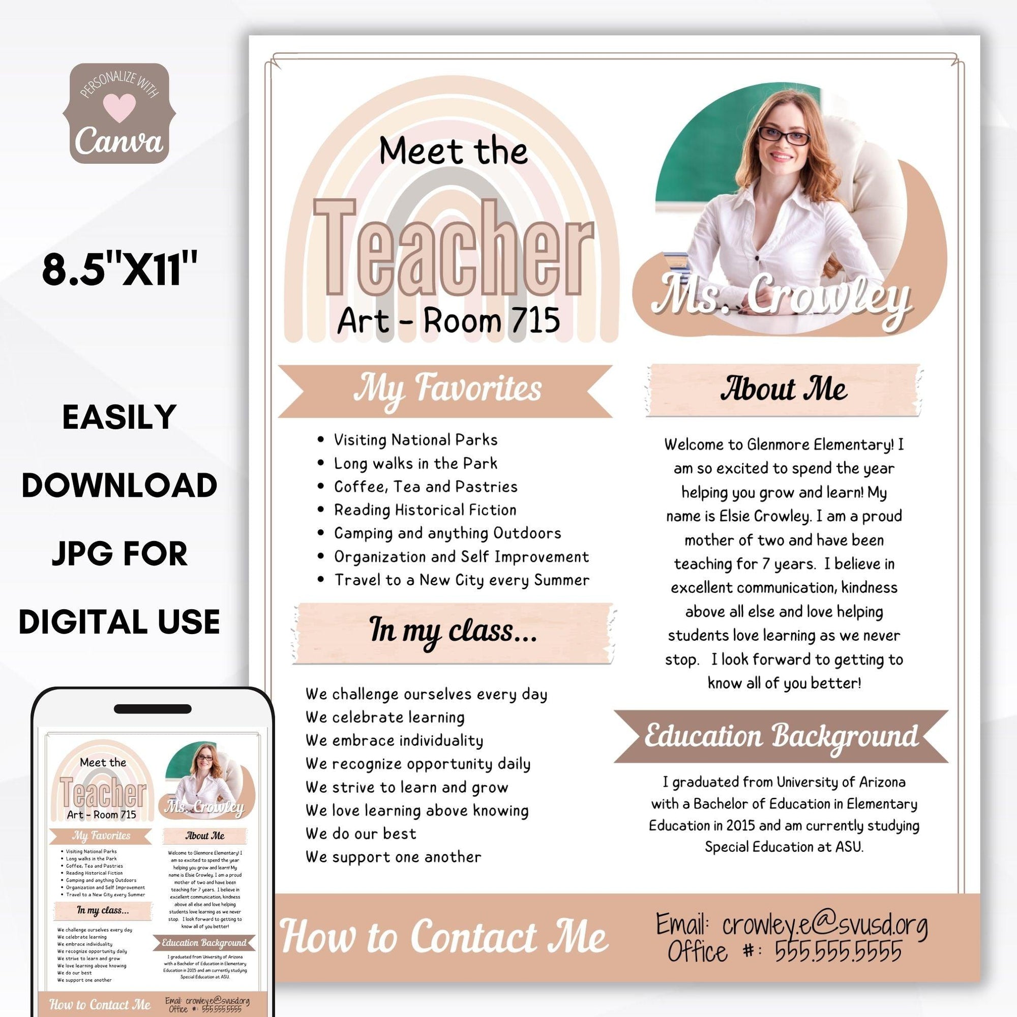 Rainbow Meet the Teacher Flyer Template - Simple Desert Designs