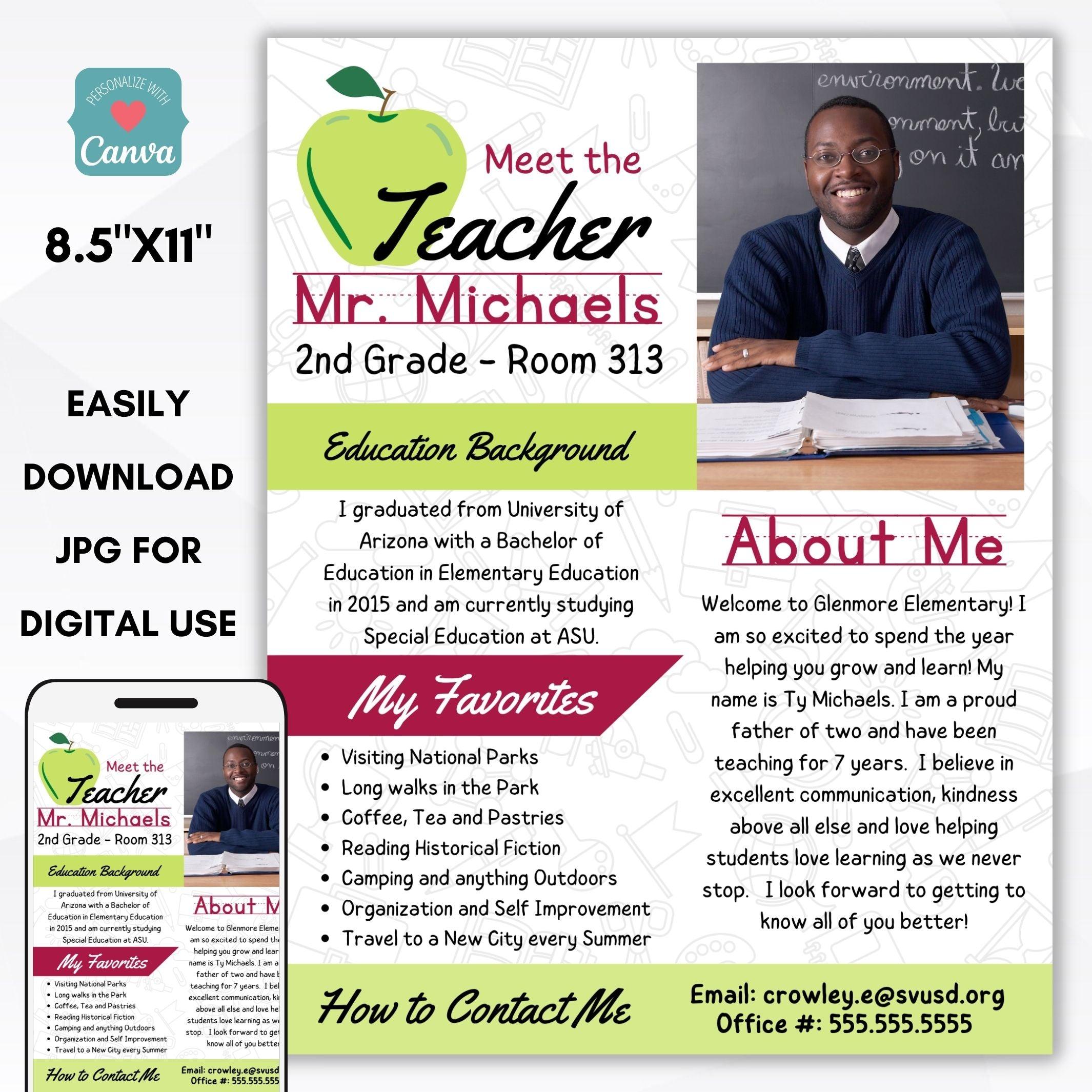 Editable Meet the Teacher Masculine Theme – Simple Desert Designs