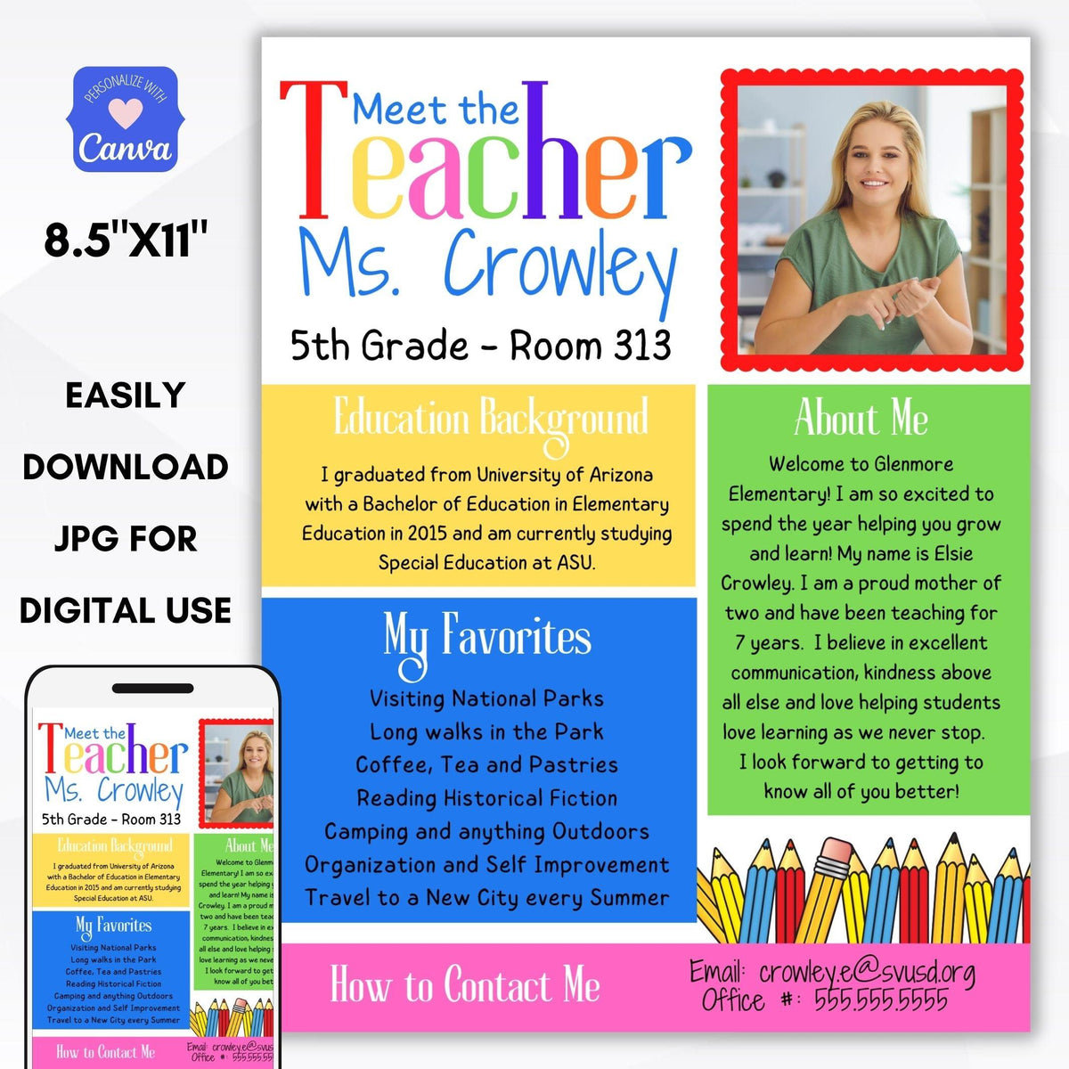 Color Block Editable Meet the Teacher Flyer - Simple Desert Designs