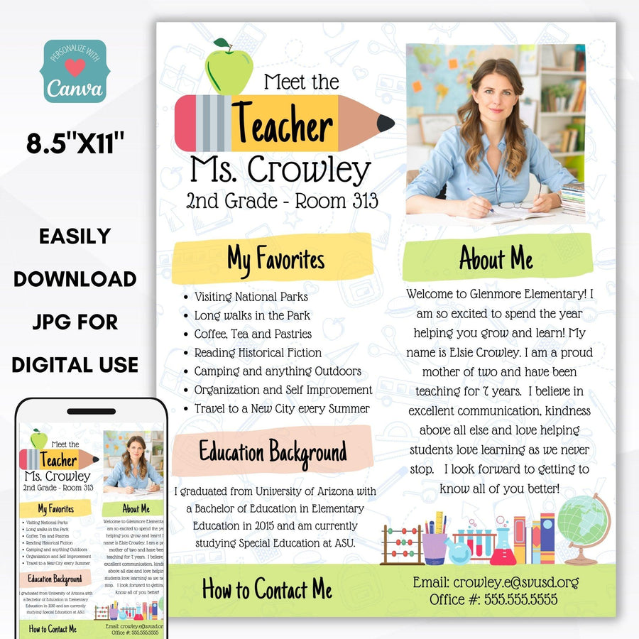 Editable Meet the Teacher Science Flyer – Simple Desert Designs