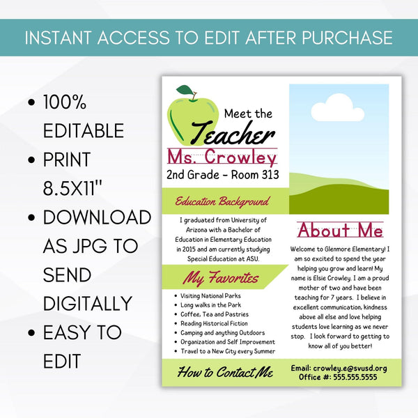 Meet the Teacher Editable Flyer - Simple Desert Designs