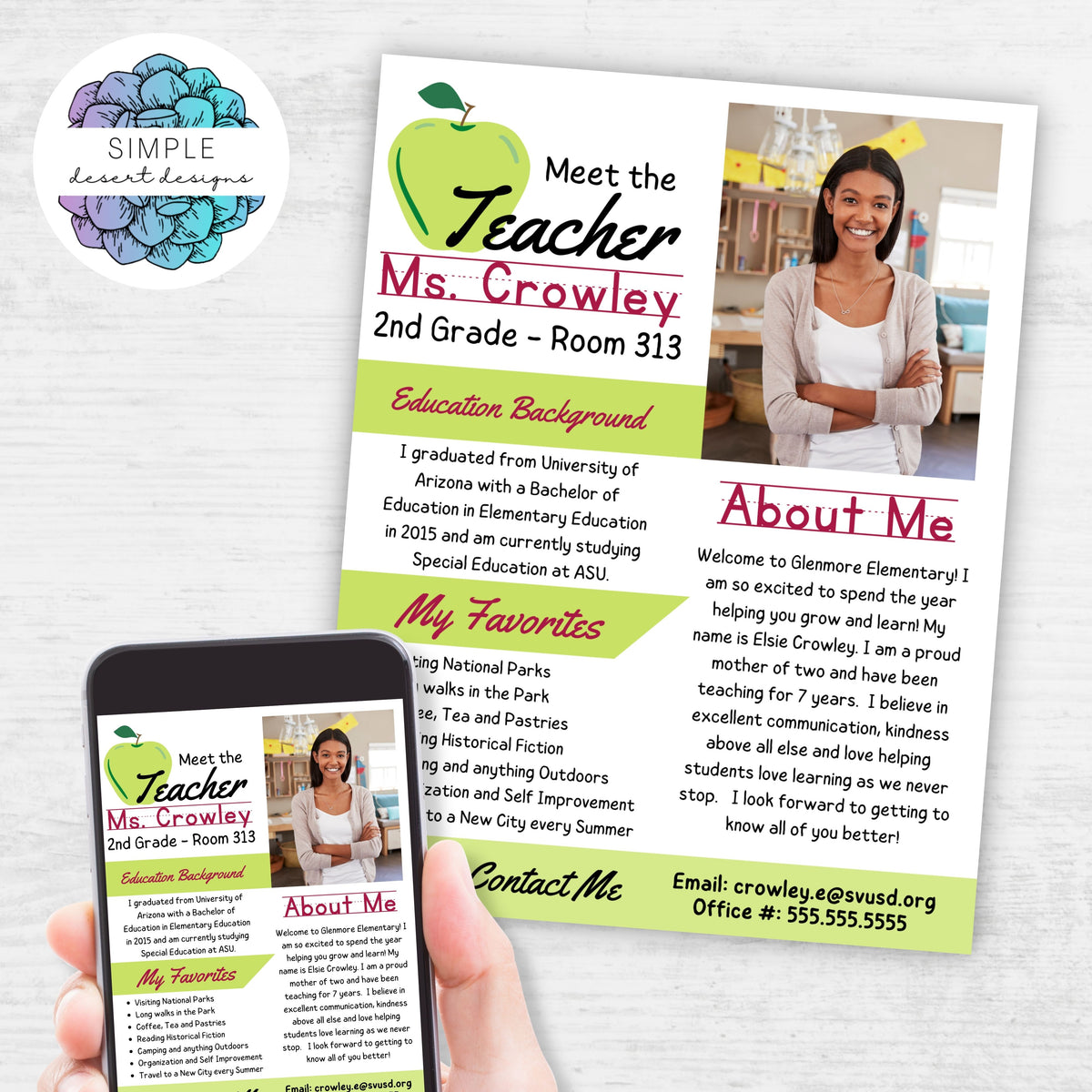 Meet the Teacher Editable Flyer - Simple Desert Designs