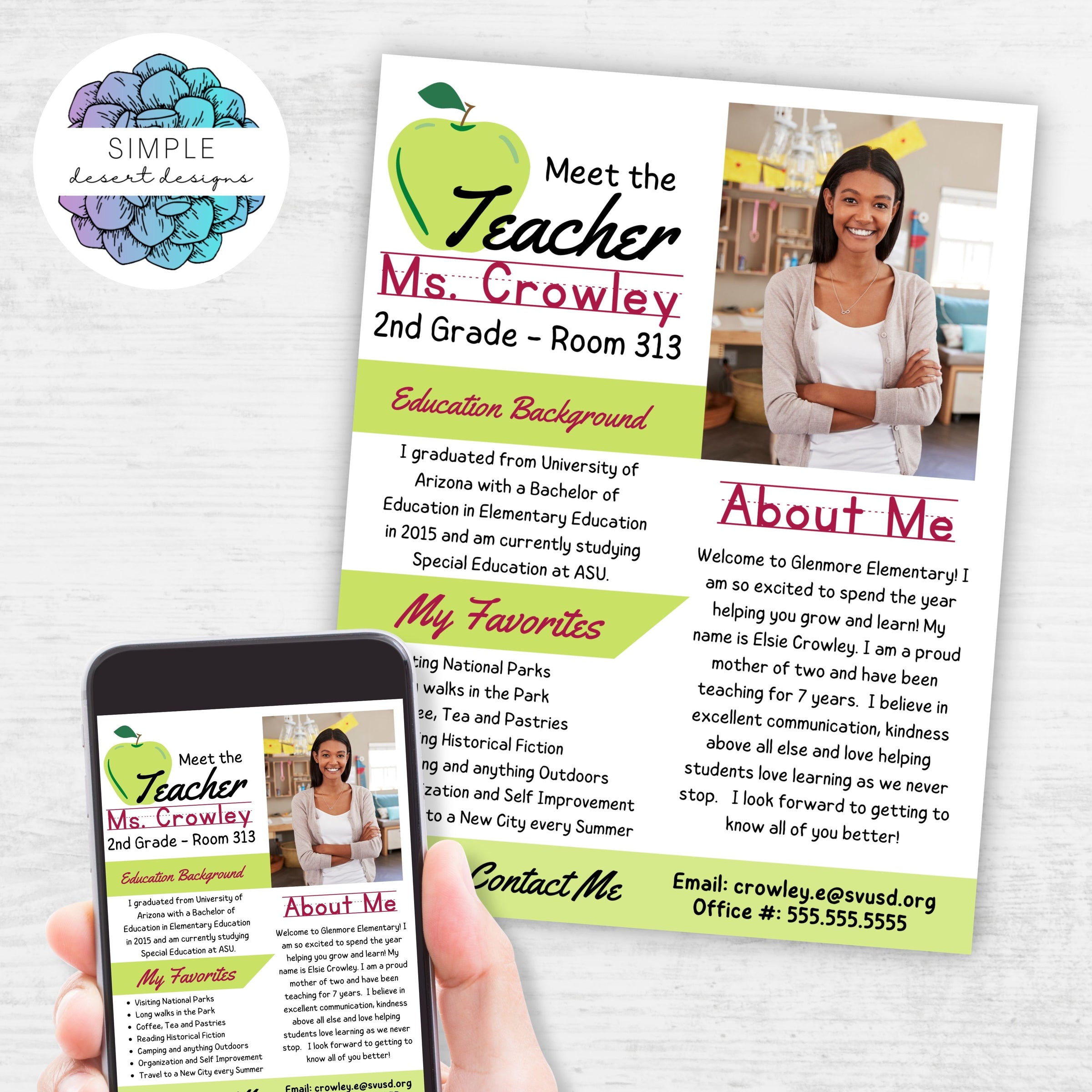 Meet the Teacher Editable Flyer - Simple Desert Designs