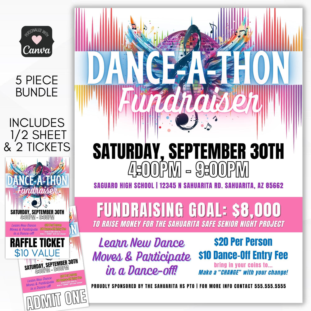 Danceathon Fundraiser Flyer & Tickets | Simple Desert Designs