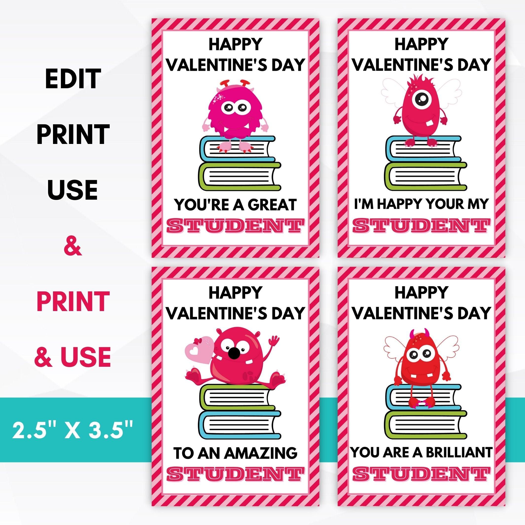 Monster Teacher Valentine's Day Tags – Simple Desert Designs