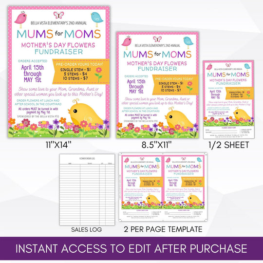 Mothers Day Flower Fundraiser Flyer Set – Simple Desert Designs