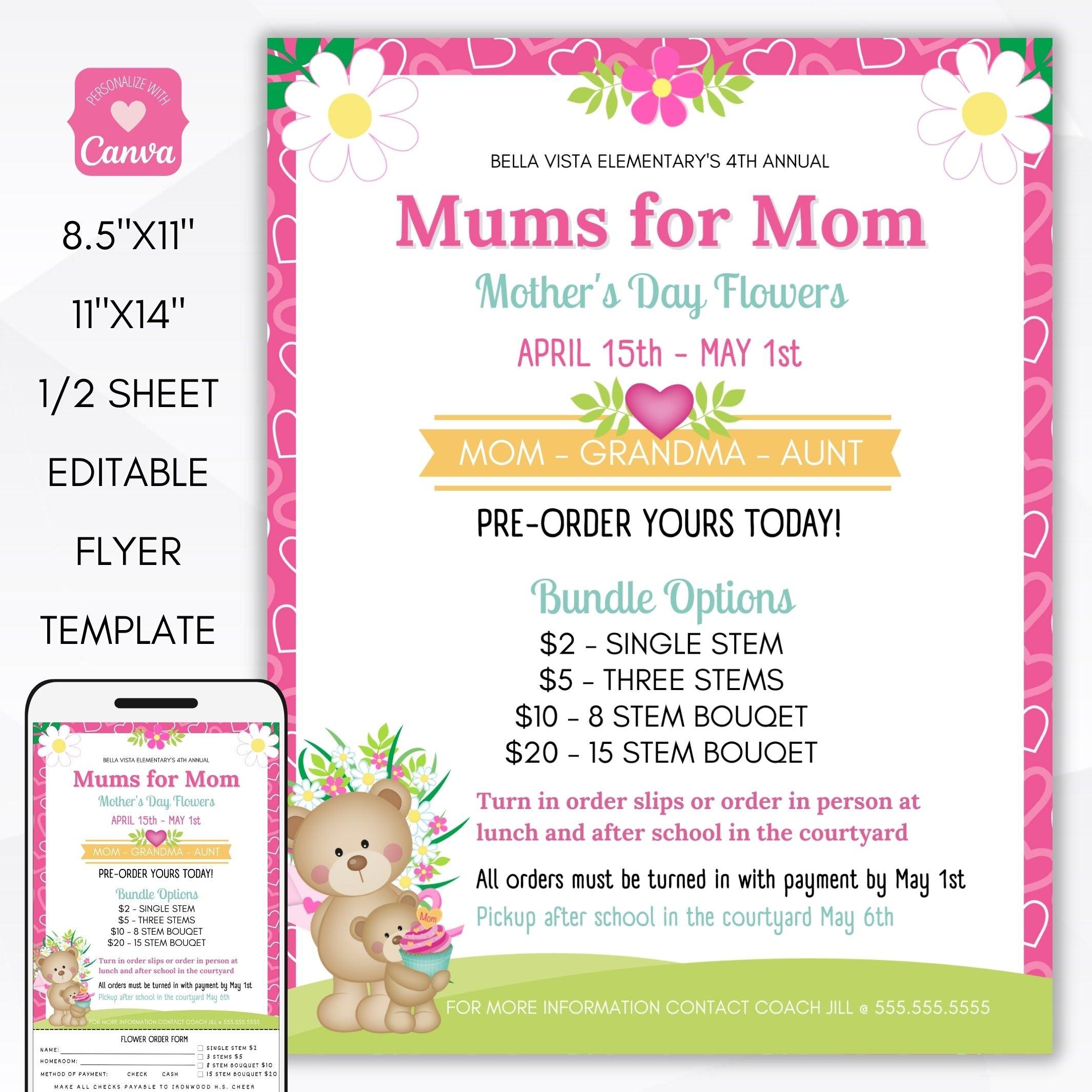 Mother's Day Flower Fundraiser Flyer Set – Simple Desert Designs