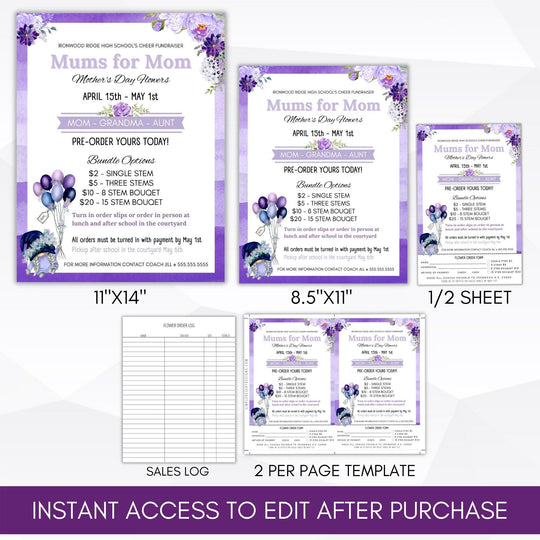 Purple Mums for Mom Flower Sales Flyers – Simple Desert Designs