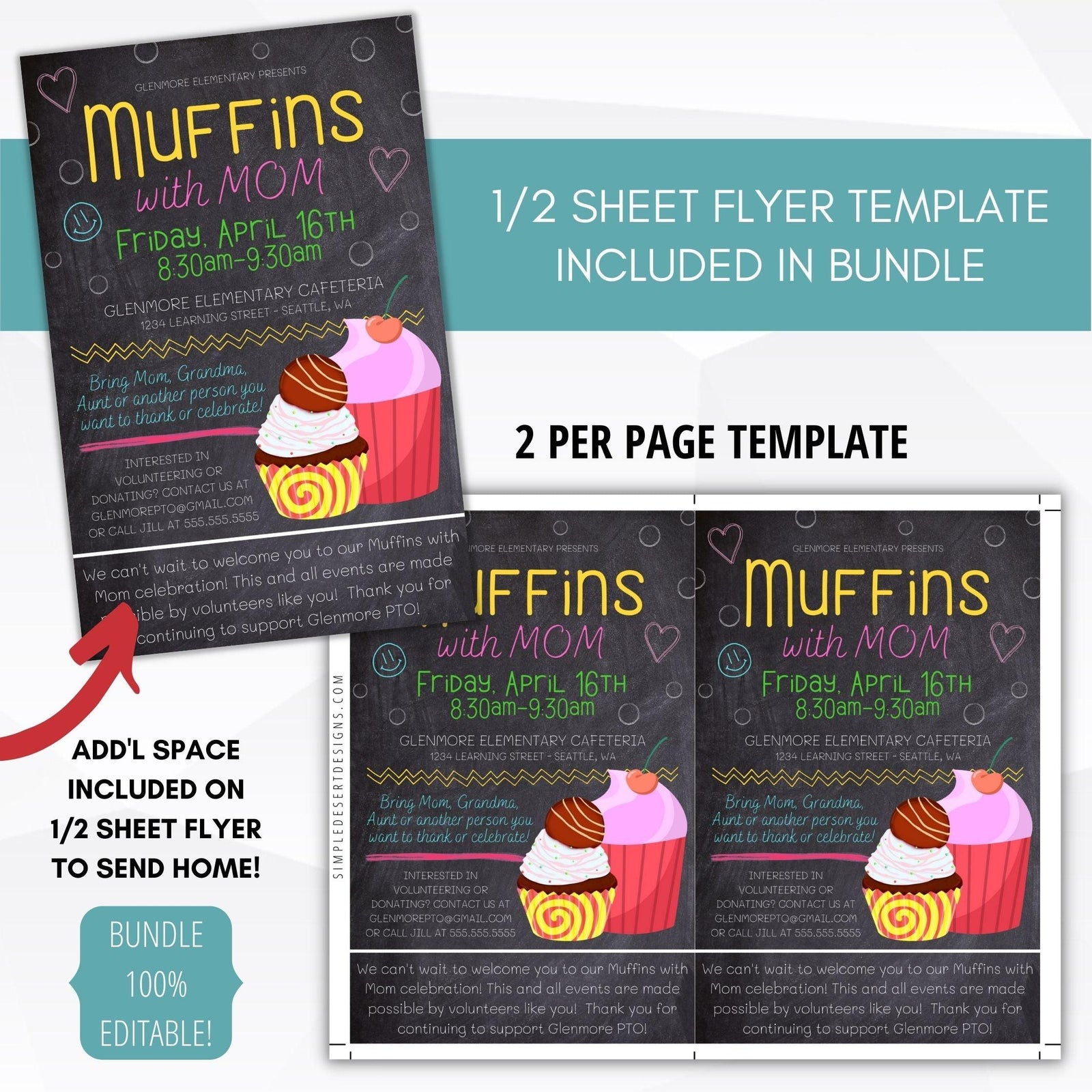 Editable Muffins with Mom Flyer - Simple Desert Designs