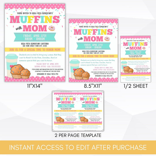 Colorful Muffins with Mom Flyers Set | Simple Desert Designs