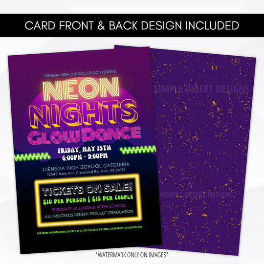 Neon Dance Prom Invitation | Simple Desert Designs