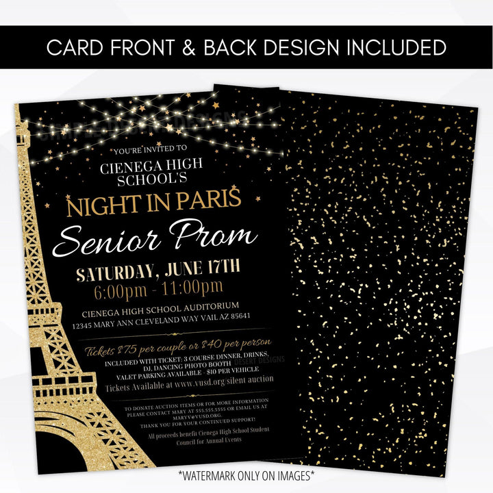 Night In Paris Dance Invitation Black | Simple Desert Designs