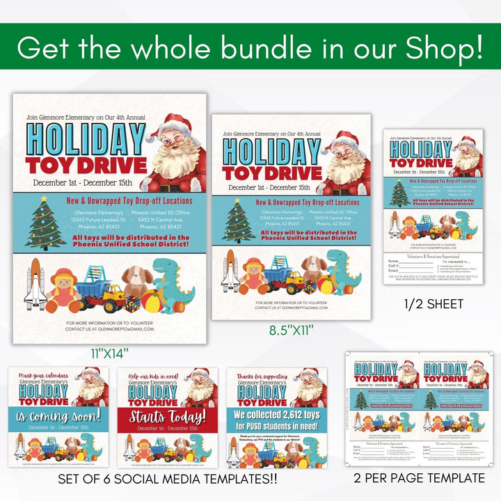 Nostalgic Holiday Toy Drive Flyer Poster Set | Simple Desert Designs