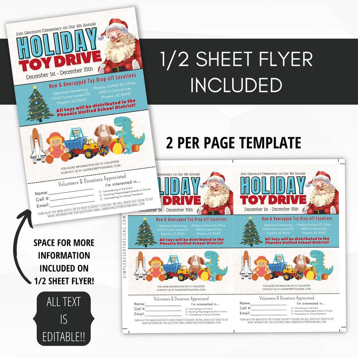 Nostalgic Santa Toy Drive Flyer Poster Social Bundle | Simple Desert ...
