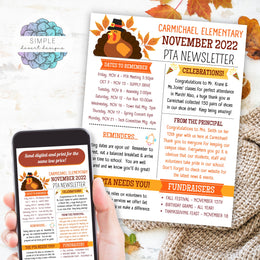 November PTO PTA Newsletter Flyer Handout – Simple Desert Designs