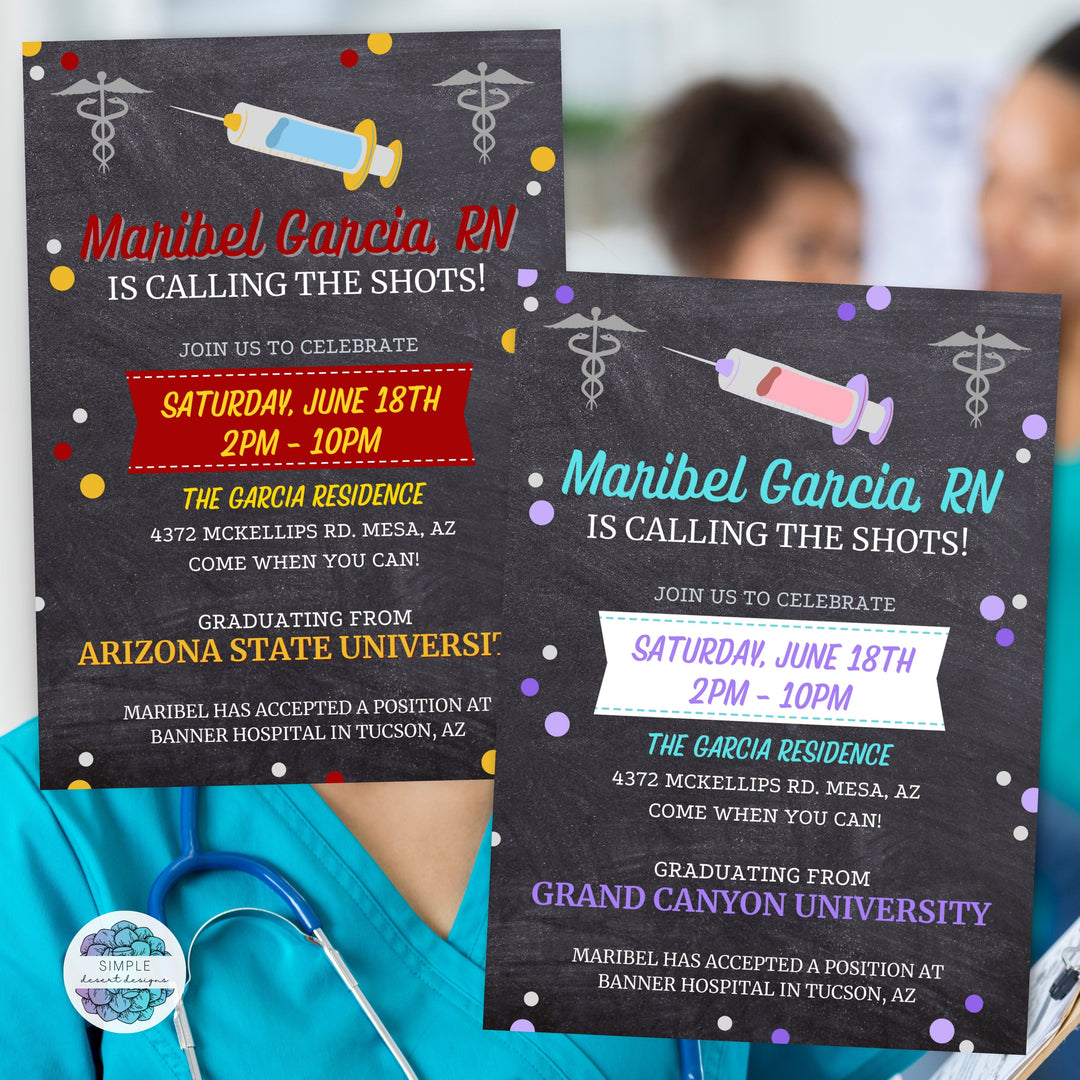 Nurse RN LPN Graduation Announcement Invitation | Simple Desert Designs