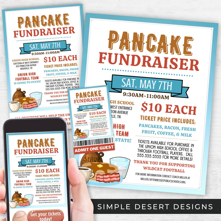 Pancake Breakfast Fundraiser Editable – Simple Desert Designs