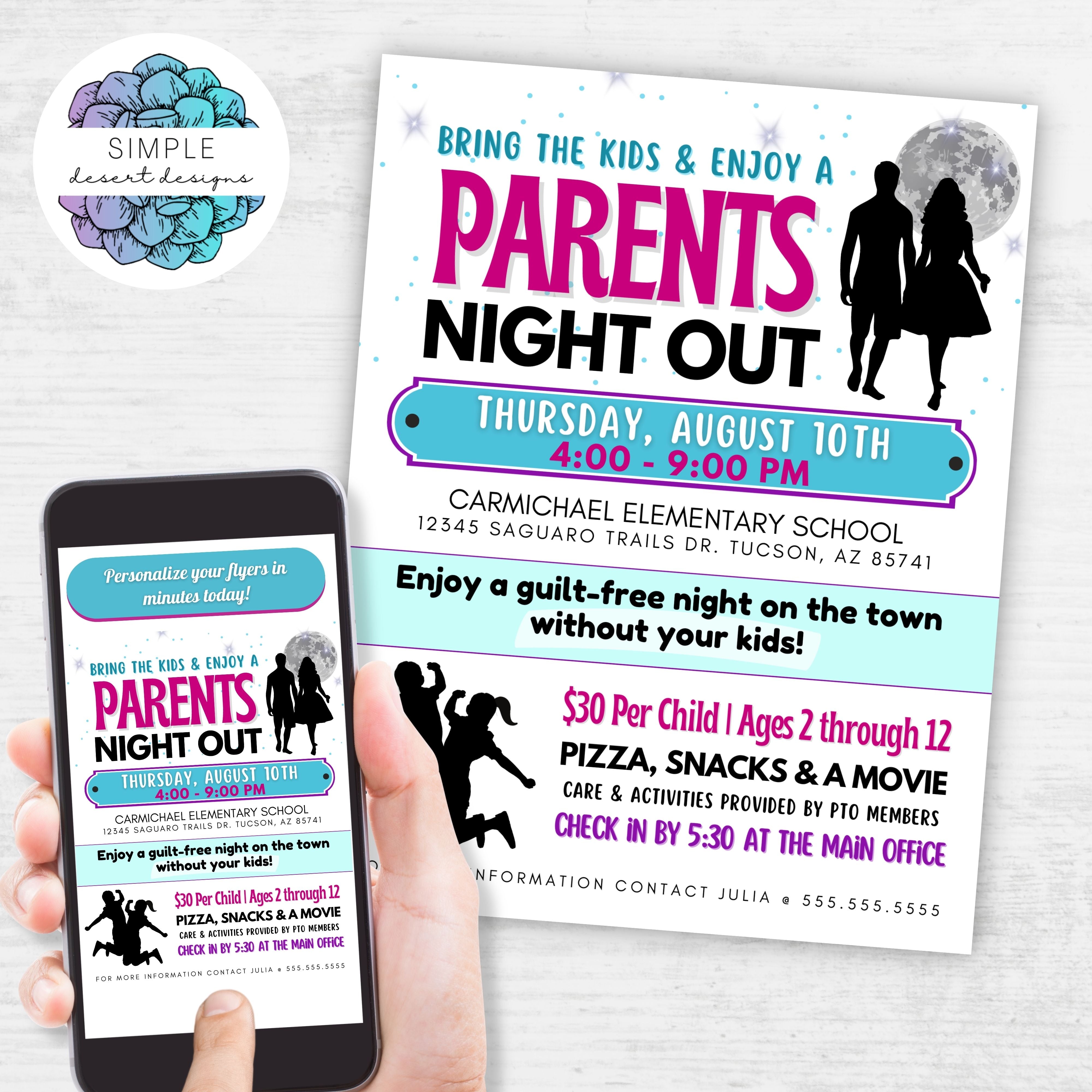 Parent Night Out Flyer – Simple Desert Designs