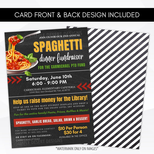Pasta Dinner Fundraiser Invitation – Simple Desert Designs