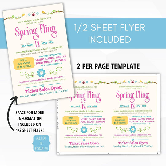 Pastel Spring Fling Flyer Ticket Bundle – Simple Desert Designs