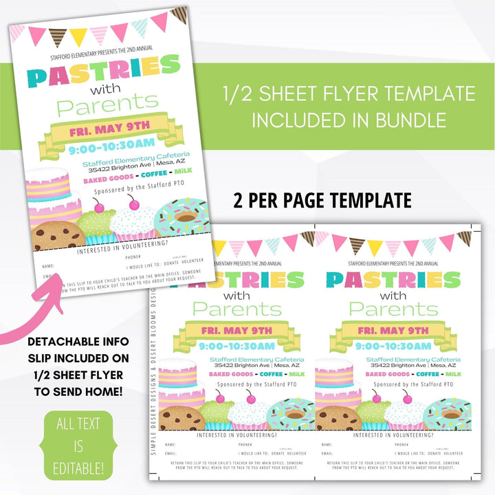 Pastries with Parents Invitation Flyers – Simple Desert Designs