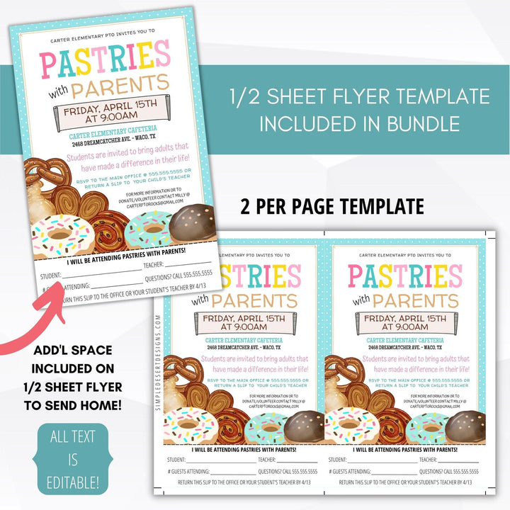 Cute Pastries with Parents Invitation Event Flyers | Simple Desert Designs