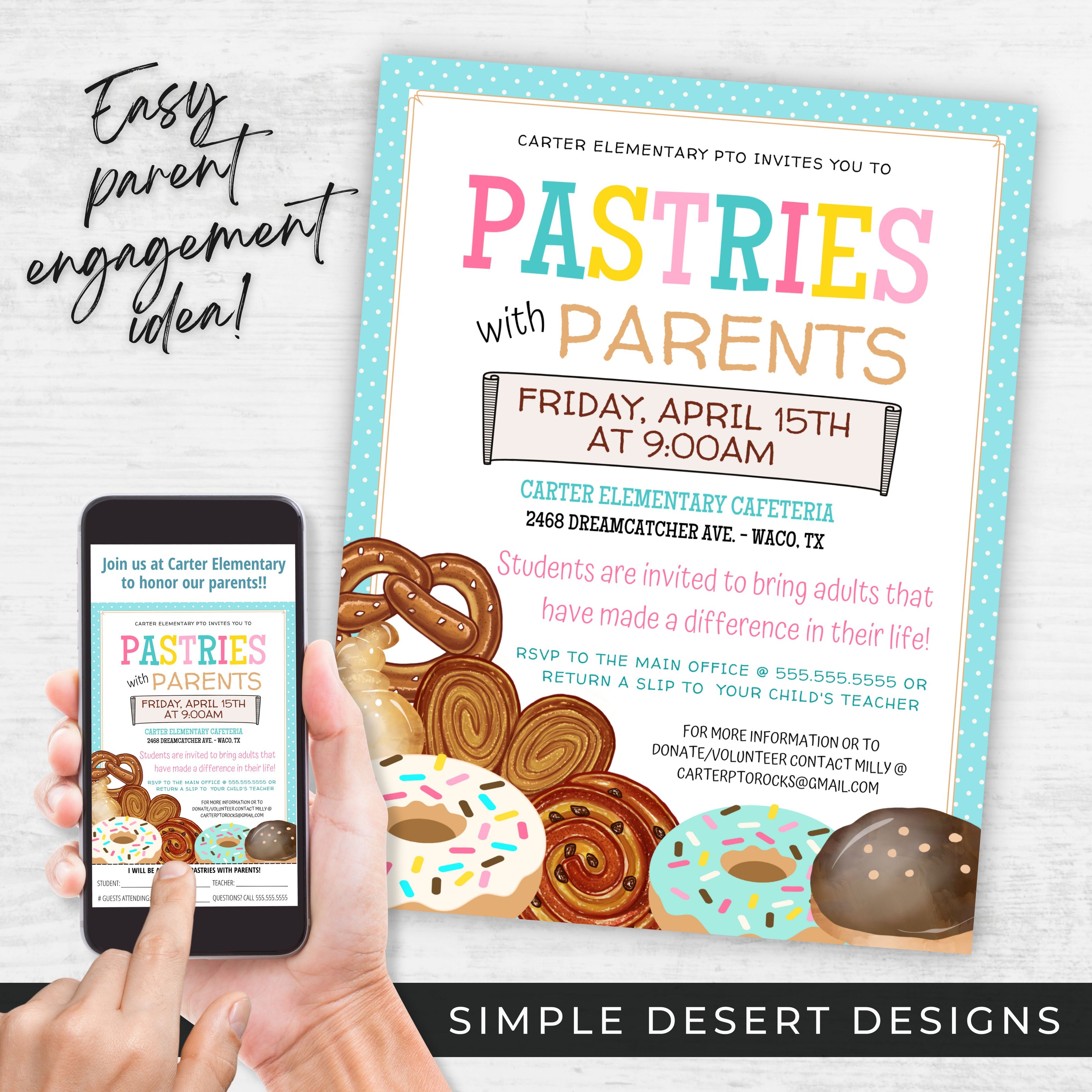 Pastries with Parents Flyer Template - Simple Desert Designs