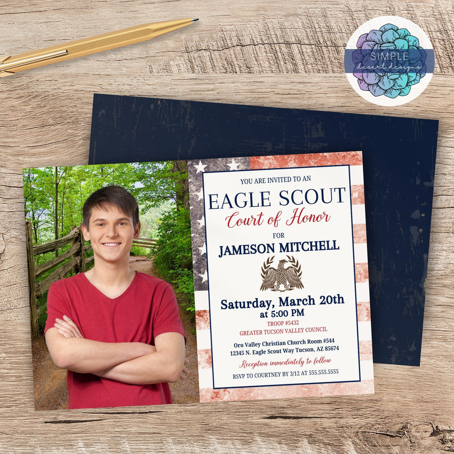 Patriotic Court of Honor Photo Invitation – Simple Desert Designs