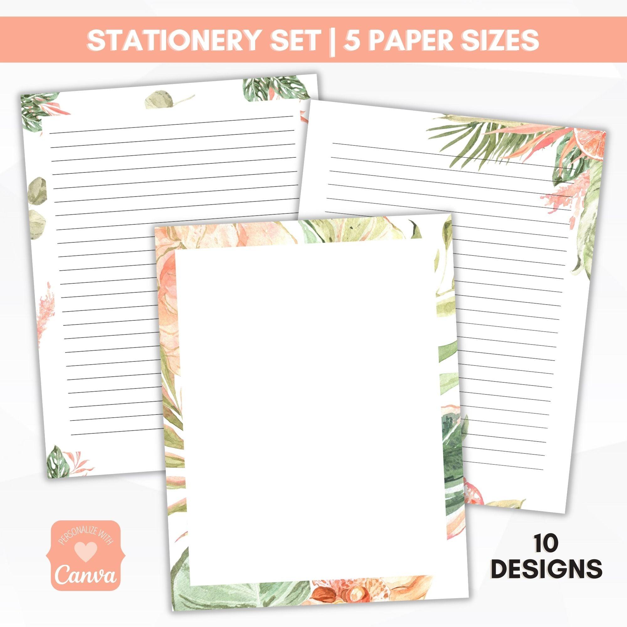 Peach Botanical Journal Paper Stationery – Simple Desert Designs