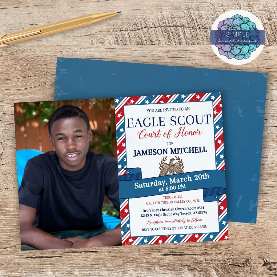 Photo Eagle Scout Court of Honor Invitation – Simple Desert Designs