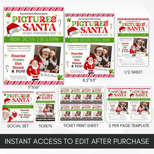 Pictures with Santa Flyer Ticket Social Bundle | Simple Desert Designs