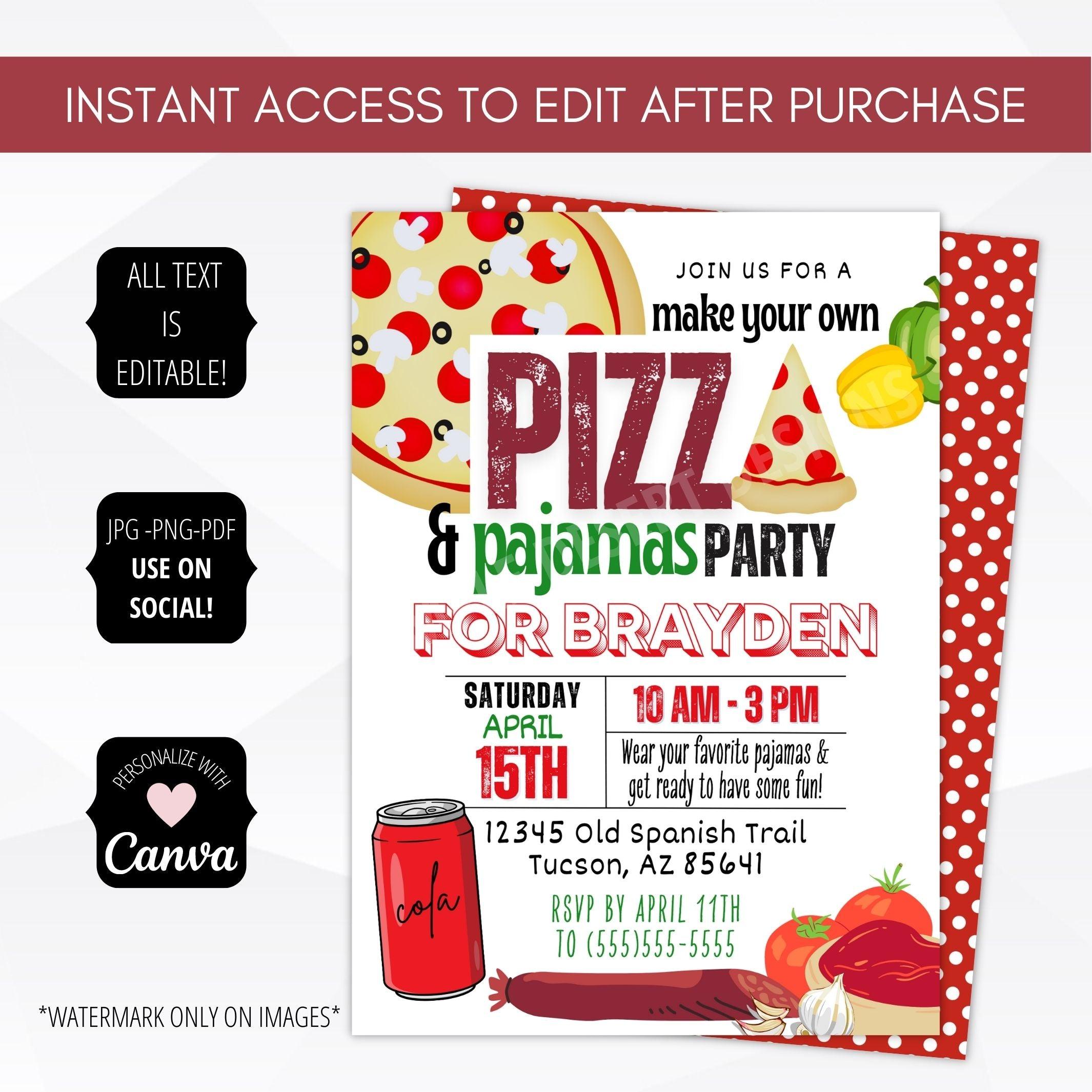 Pizza Party Invitation Wording
