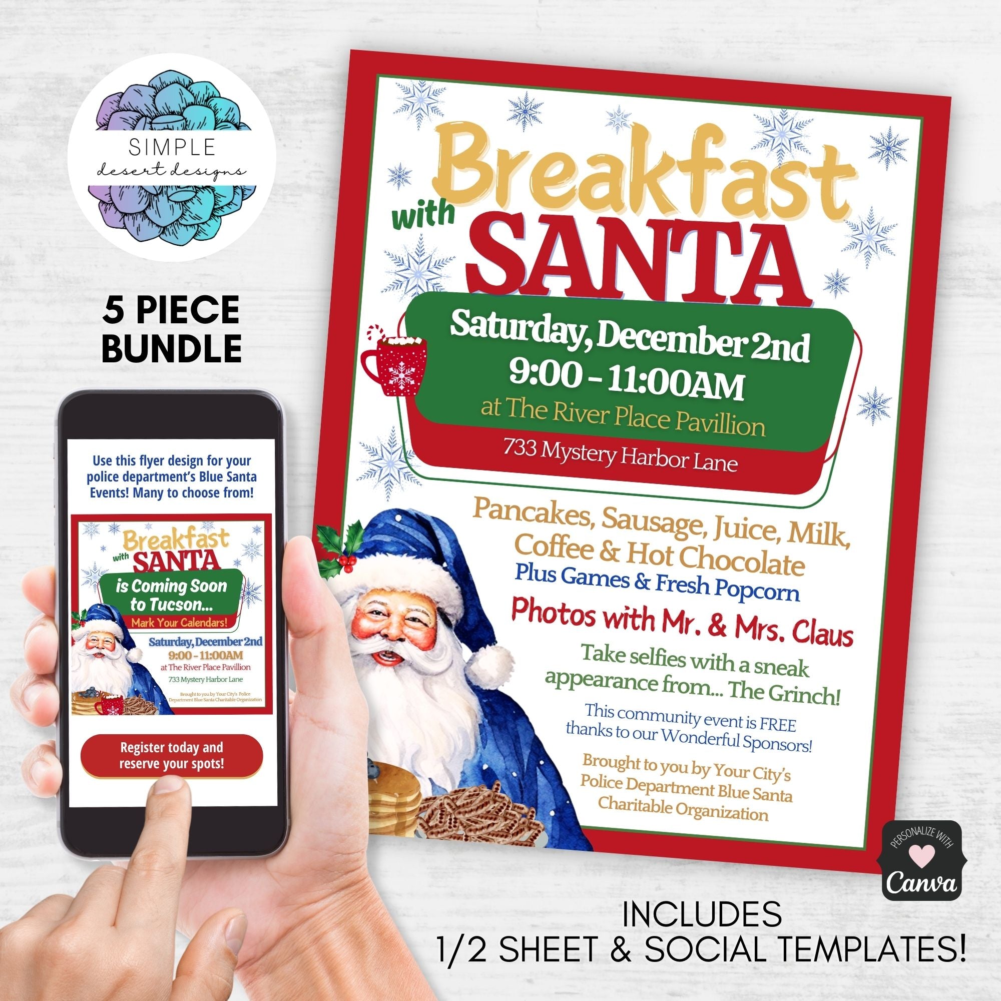 Police Department Blue Santa Event Flyers – Simple Desert Designs