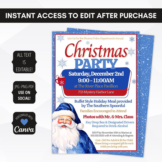 Law Enforcement Christmas Party Invitation | Simple Desert Designs