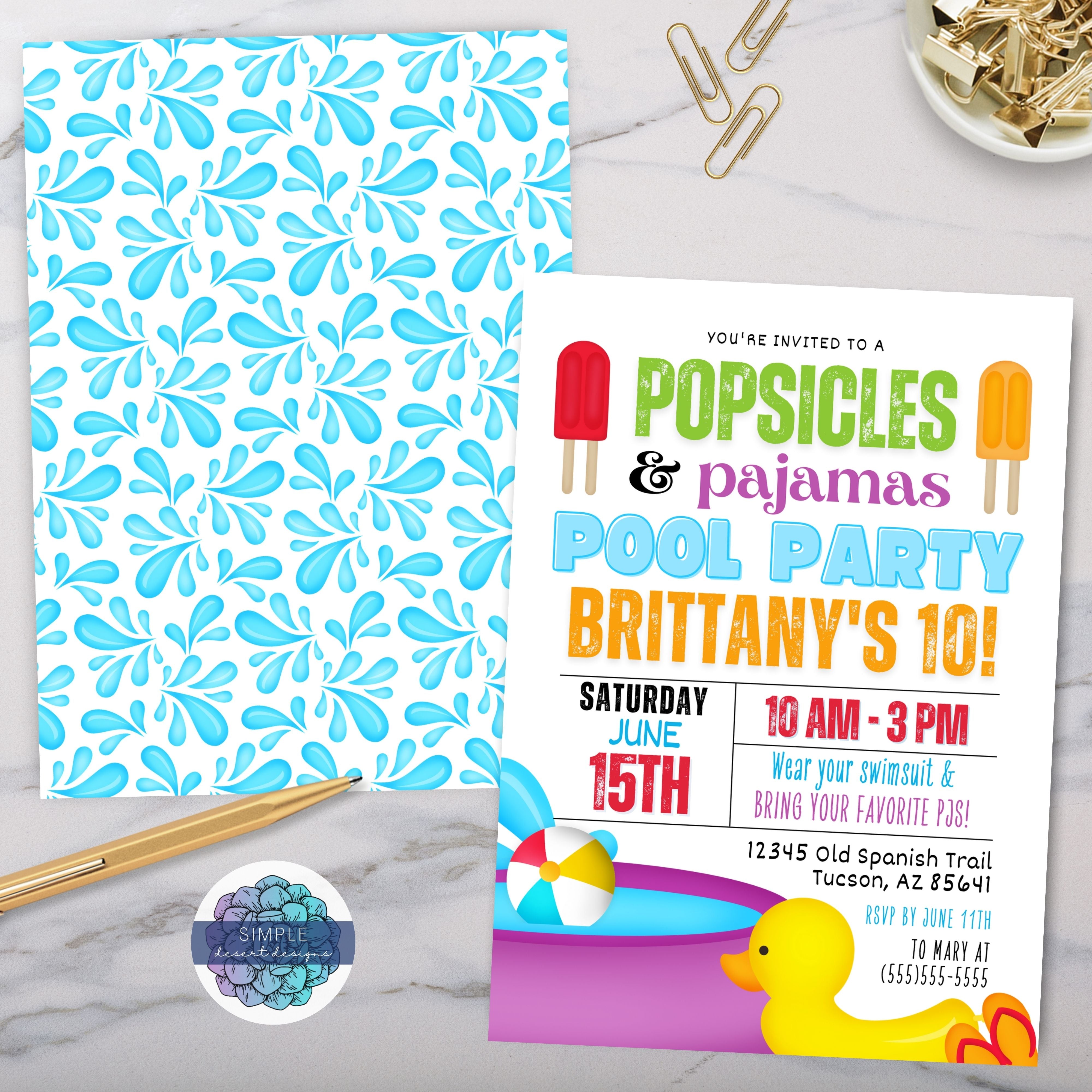 Popsicles and Pajamas Birthday Pool Party – Simple Desert Designs